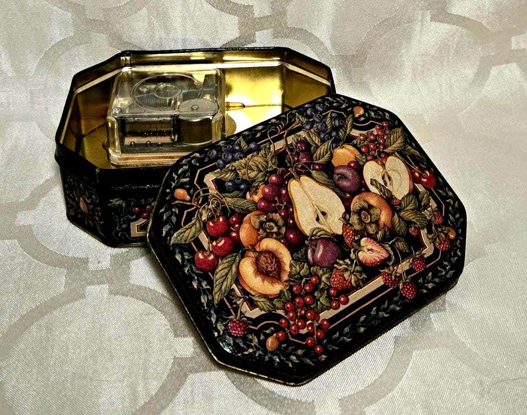 Vintage Musical Tin Jewelry Box - Etsy
