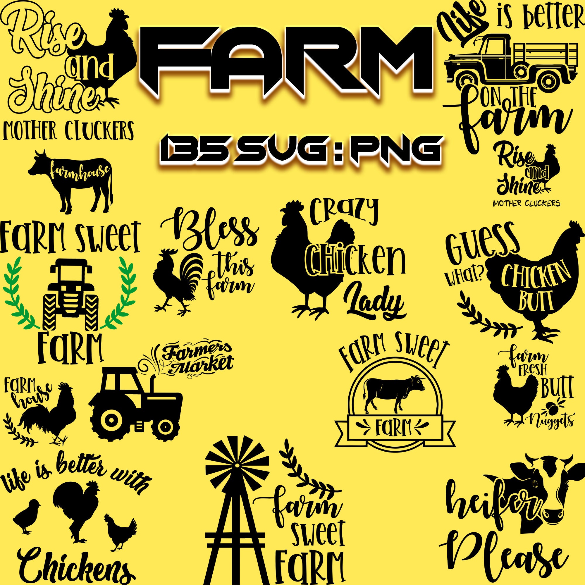 Watercolor Farm Clipart Bundle, Barn Clip Art Set, Cute Farm Animals ...