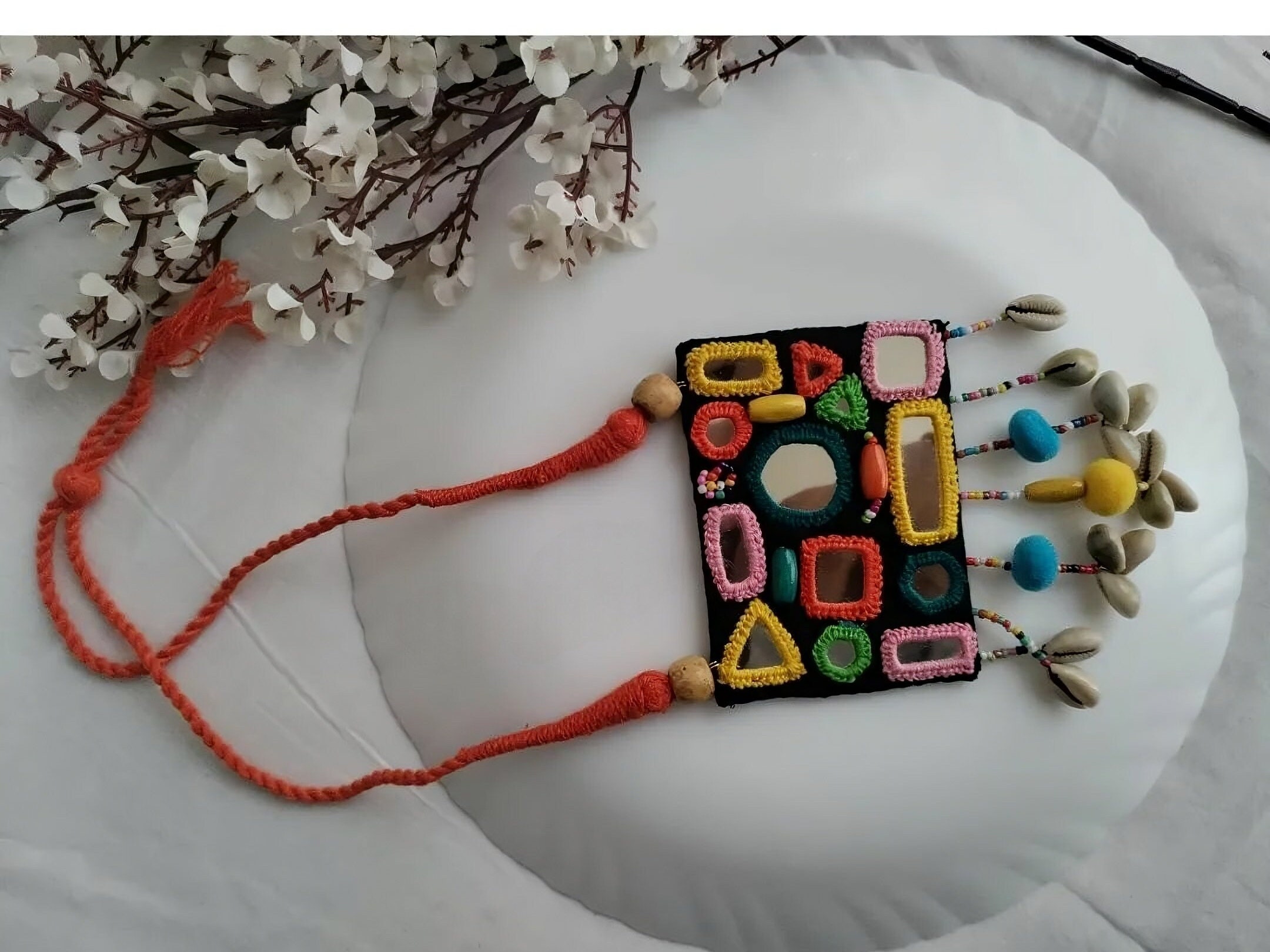 Handcrafted Choker Set With Stunning Mirror Work, Shell, and Beads - Etsy