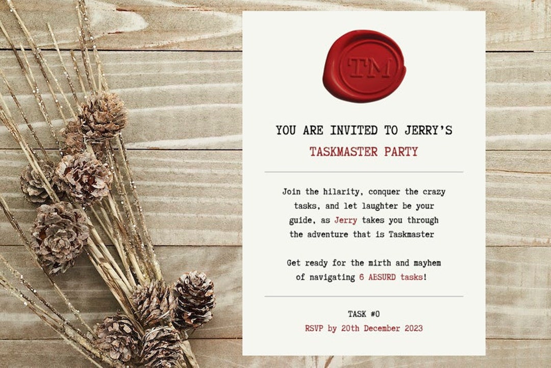 Taskmaster Party Invite - Etsy
