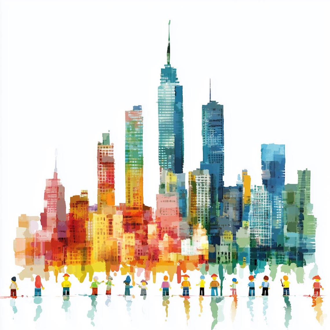 Pastel Cityscape Clipart Watercolour Skyscraper Builders, Watercolour ...