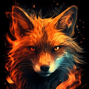 Gorgeous Fire Fox Portrait Poster. Fox of Fire. Modern Art Animal Print ...