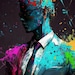Guy in Suit Colorful Modern Art Portrait. Abstract Art. Instant ...