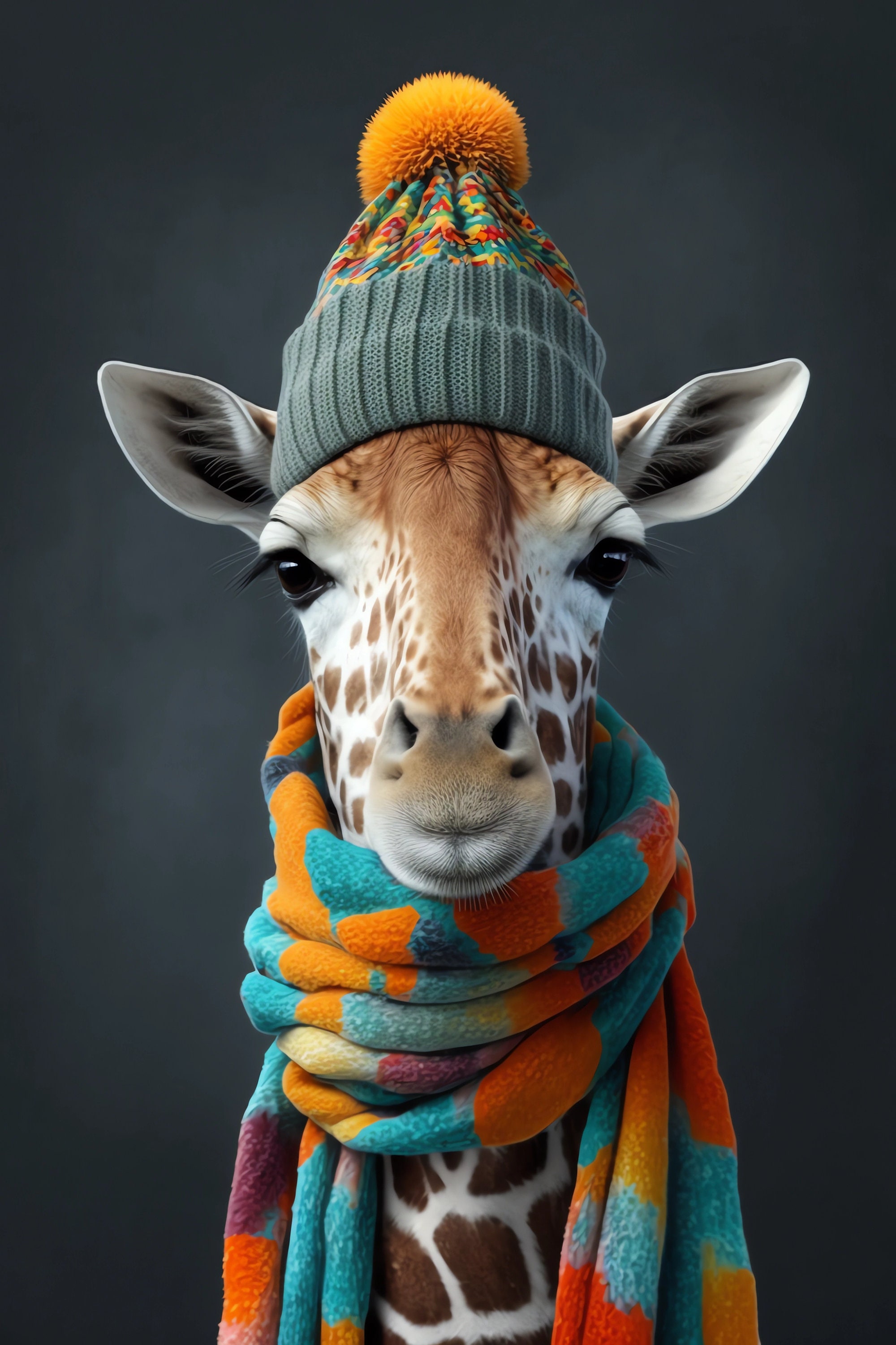 4 Giraffe Portraits! Giraffe in Hat. Giraffe in Scarf. Goraffe in ...