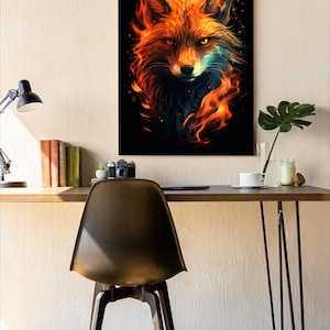 Gorgeous Fire Fox Portrait Poster. Fox of Fire. Modern Art Animal Print ...