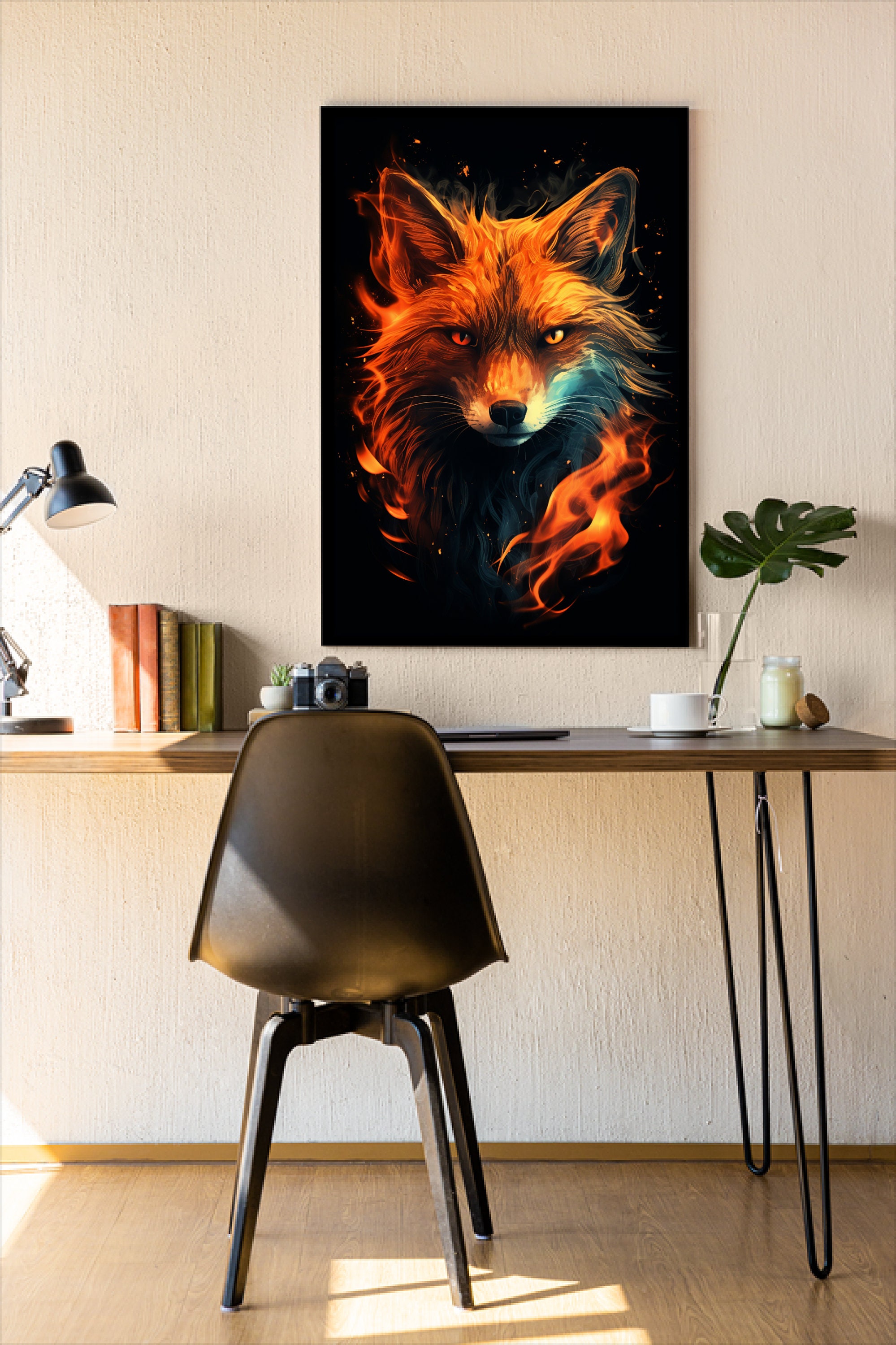 Gorgeous Fire Fox Portrait Poster. Fox of Fire. Modern Art Animal Print ...