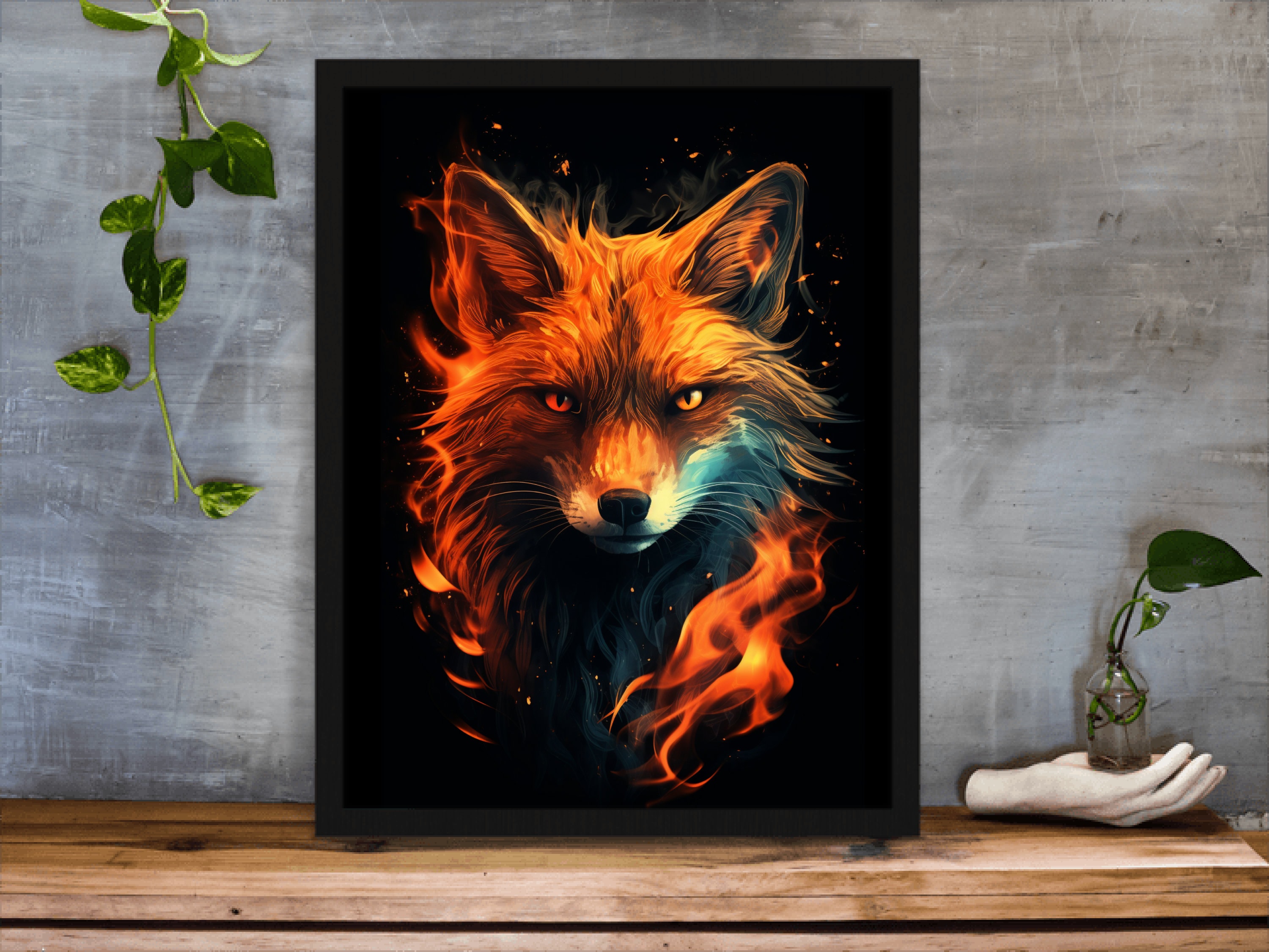Gorgeous Fire Fox Portrait Poster. Fox of Fire. Modern Art Animal Print ...