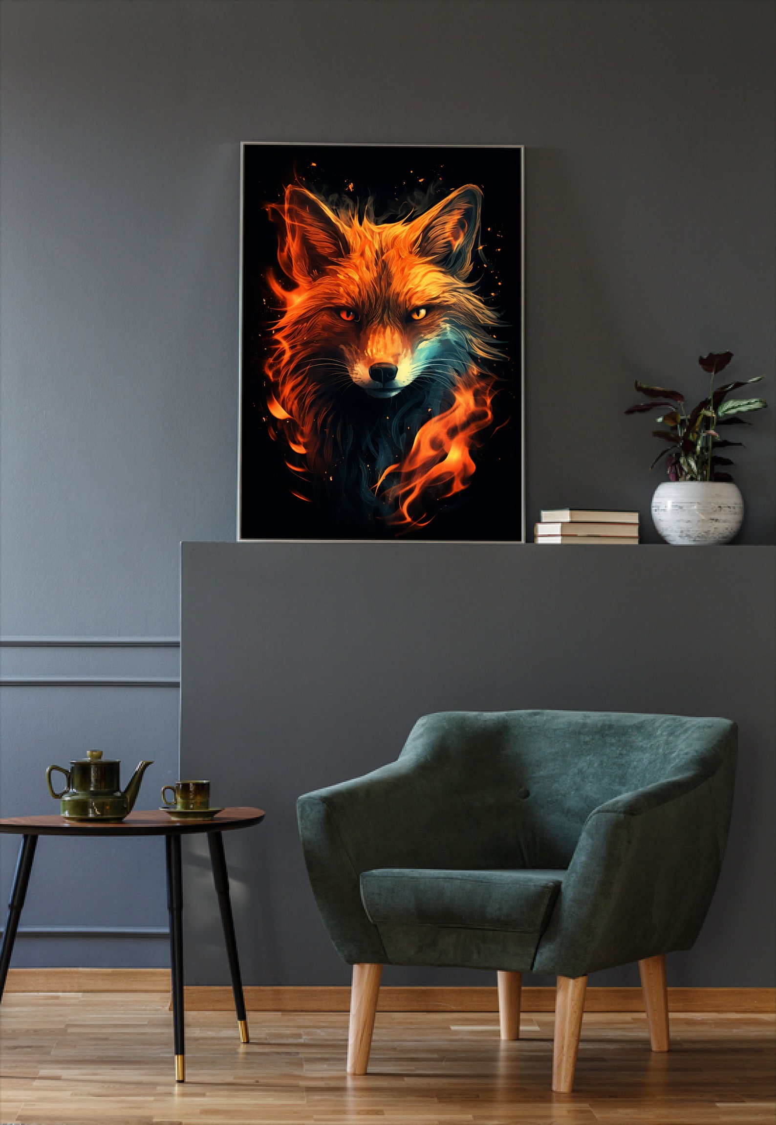 Gorgeous Fire Fox Portrait Poster. Fox of Fire. Modern Art Animal Print ...