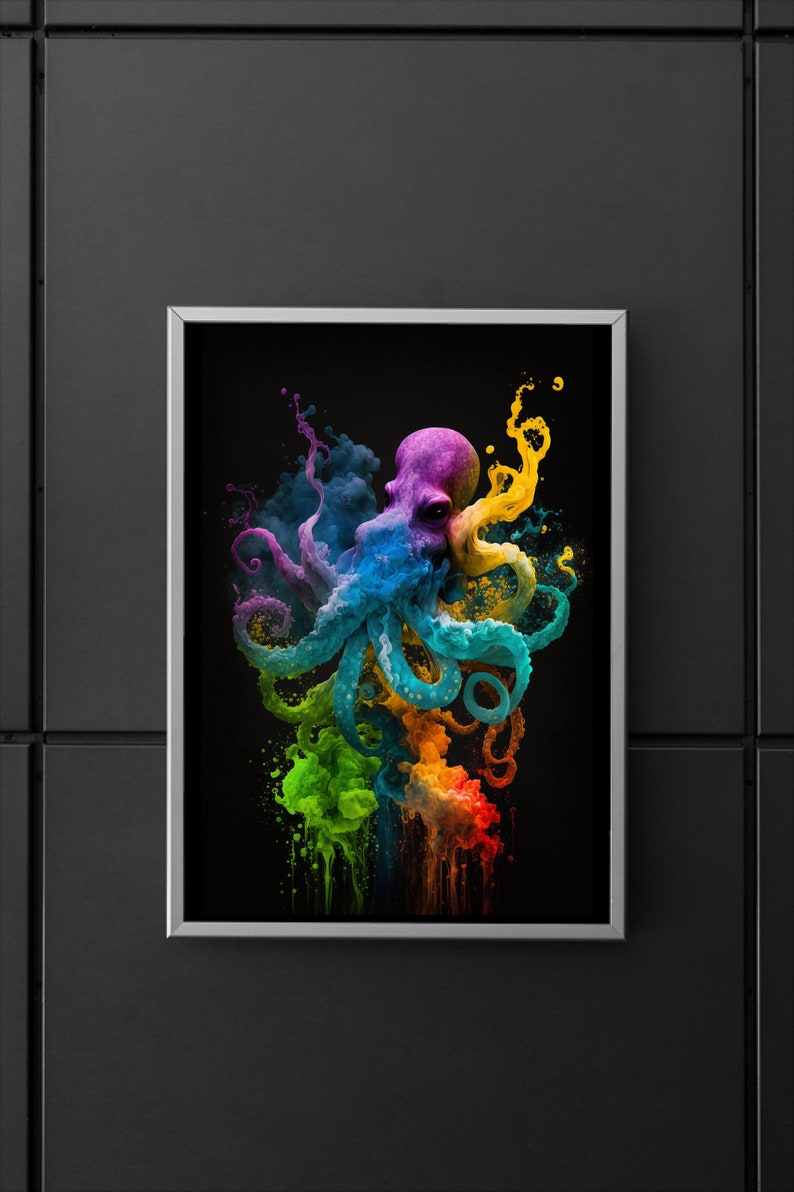 Colorful Octopus Portrait Poster. Sea Life Art. Modern Art Octopus ...