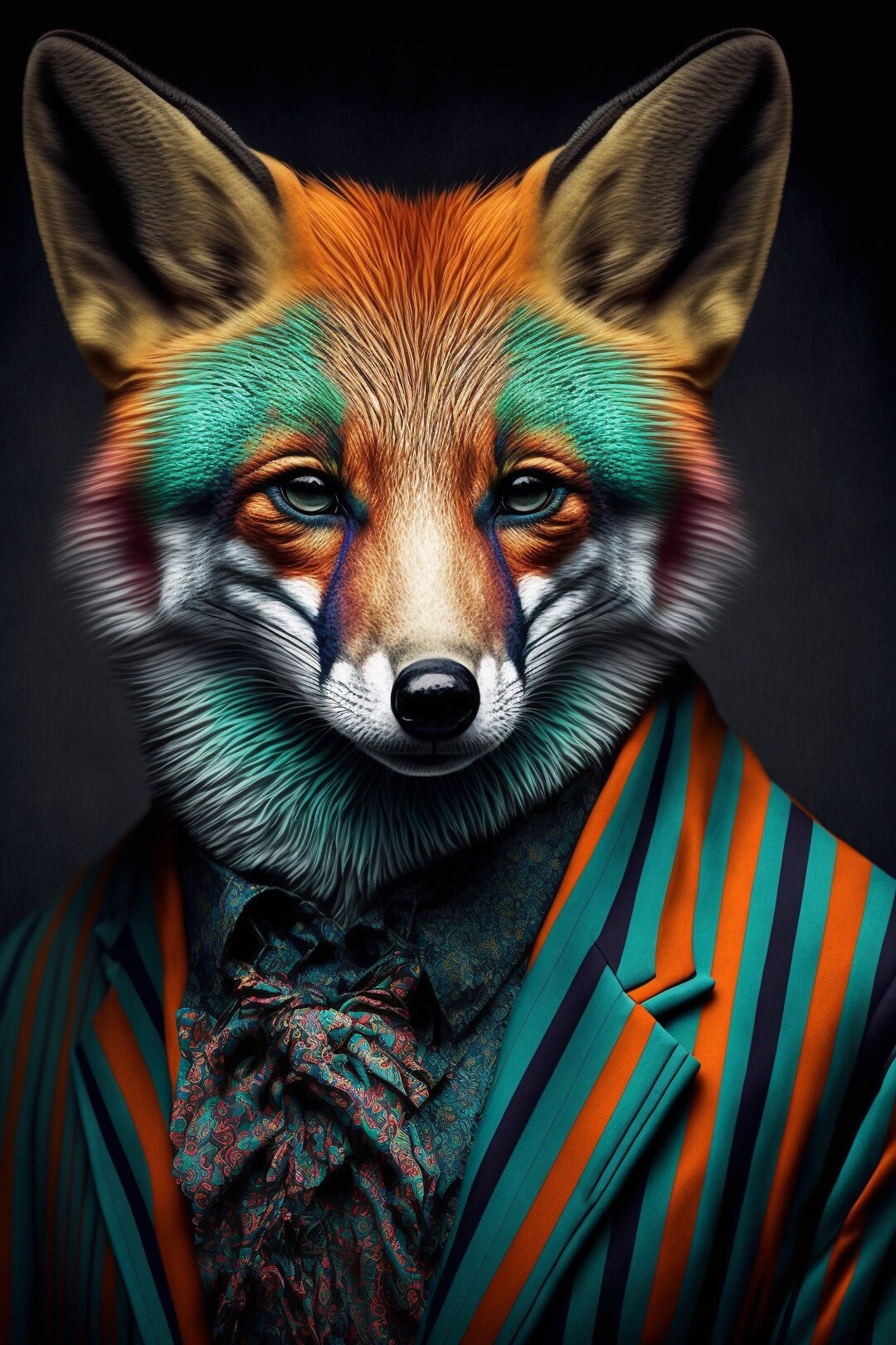 Colorful FOX Portrait in SUIT Print. Fox in Suit Poster. Animal ...