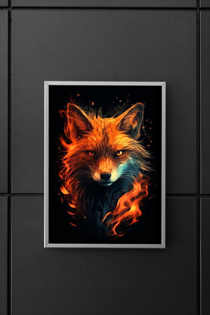 Gorgeous Fire Fox Portrait Poster. Fox of Fire. Modern Art Animal Print ...