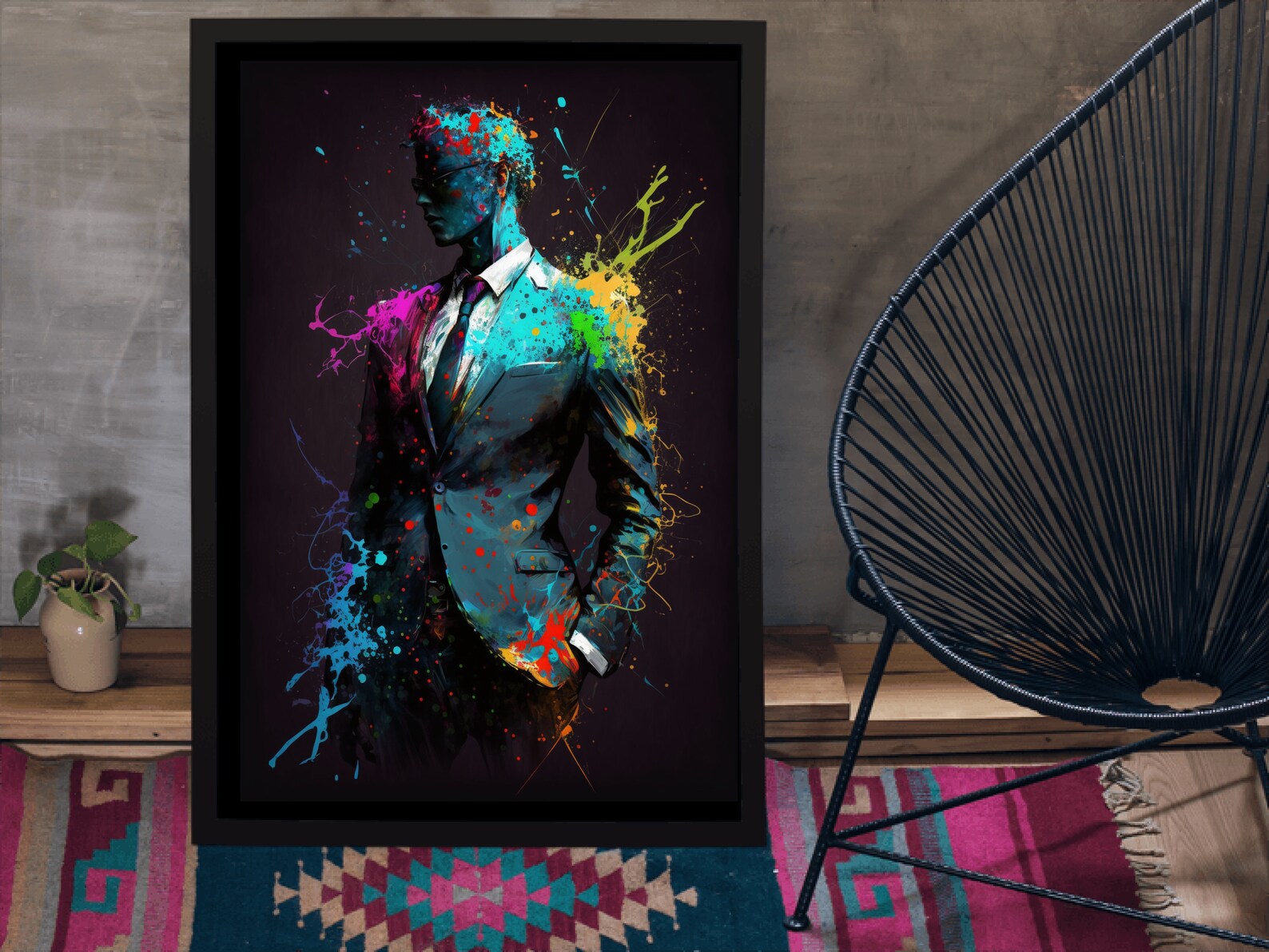 Guy in Suit Colorful Modern Art Portrait. Abstract Art. Instant ...