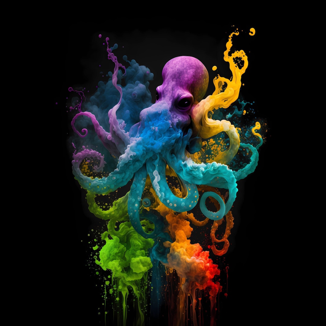 Colorful Octopus Portrait Poster. Sea Life Art. Modern Art Octopus ...