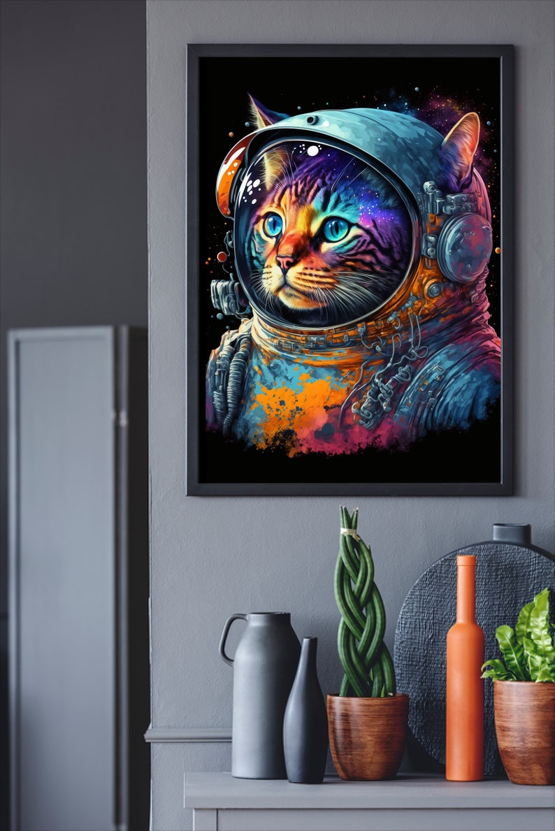 Cosmic Cat Astronaut Portrait. Cat in Outer Space. Kitten in Space Suit ...