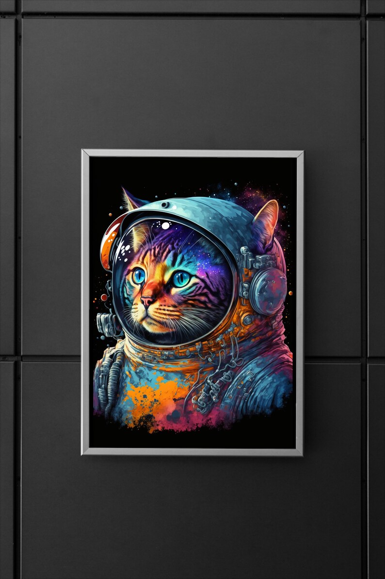 Cosmic Cat Astronaut Portrait. Cat in Outer Space. Kitten in Space Suit ...