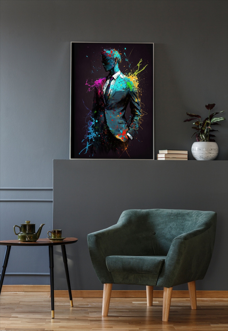 Guy in Suit Colorful Modern Art Portrait. Abstract Art. Instant ...