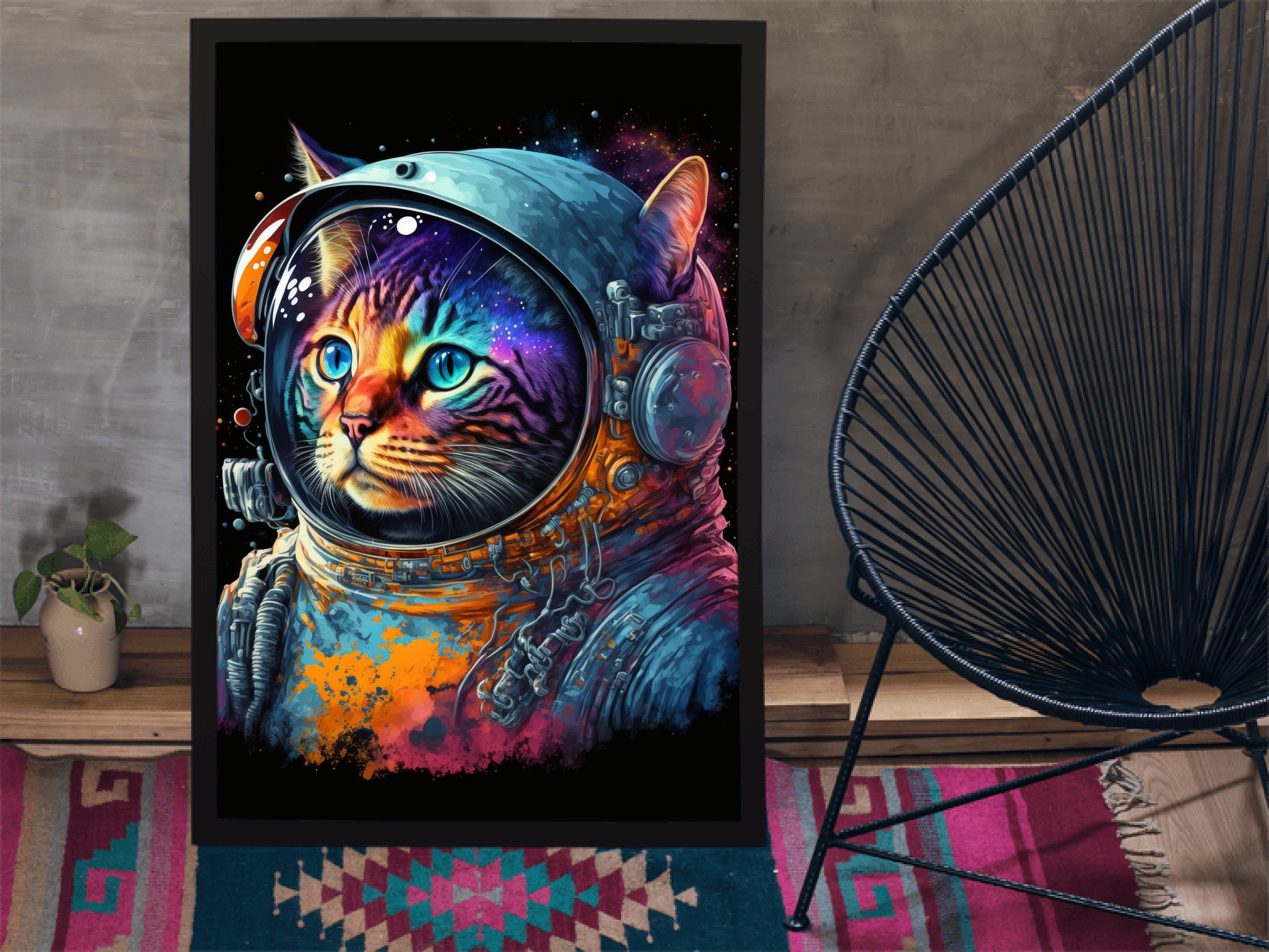 Cosmic Cat Astronaut Portrait. Cat in Outer Space. Kitten in Space Suit ...