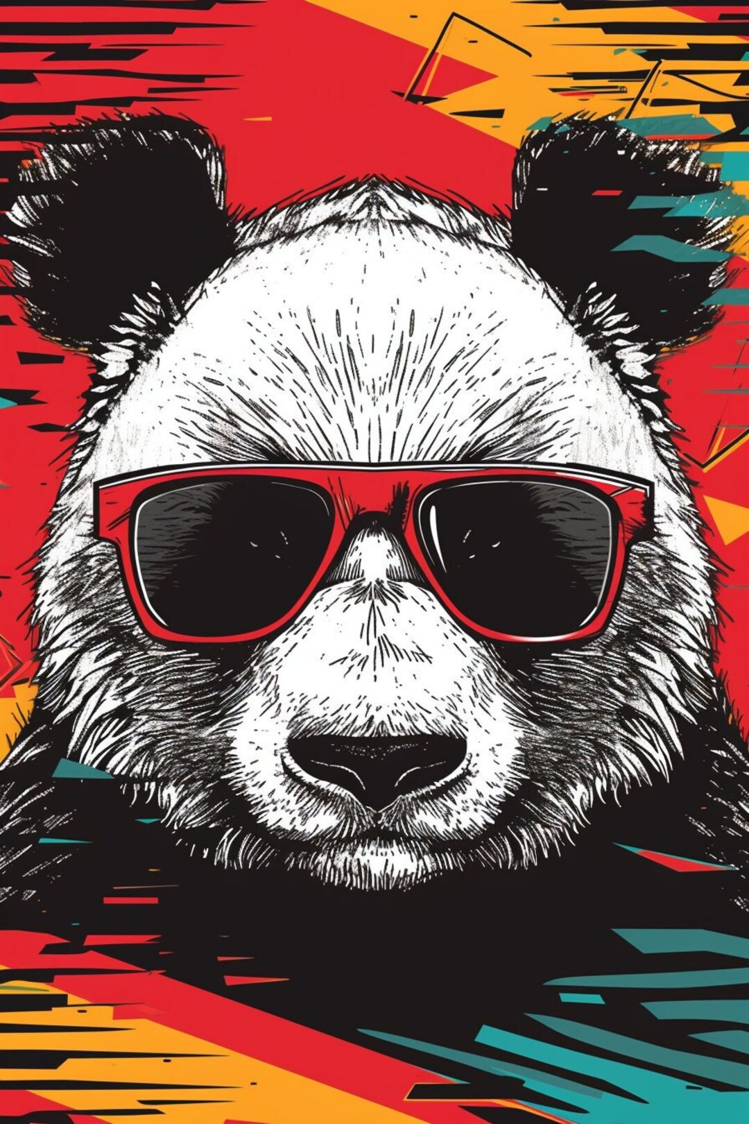 Colorful Panda Sunglasses Portrait: Modern Art Print (digital Download ...