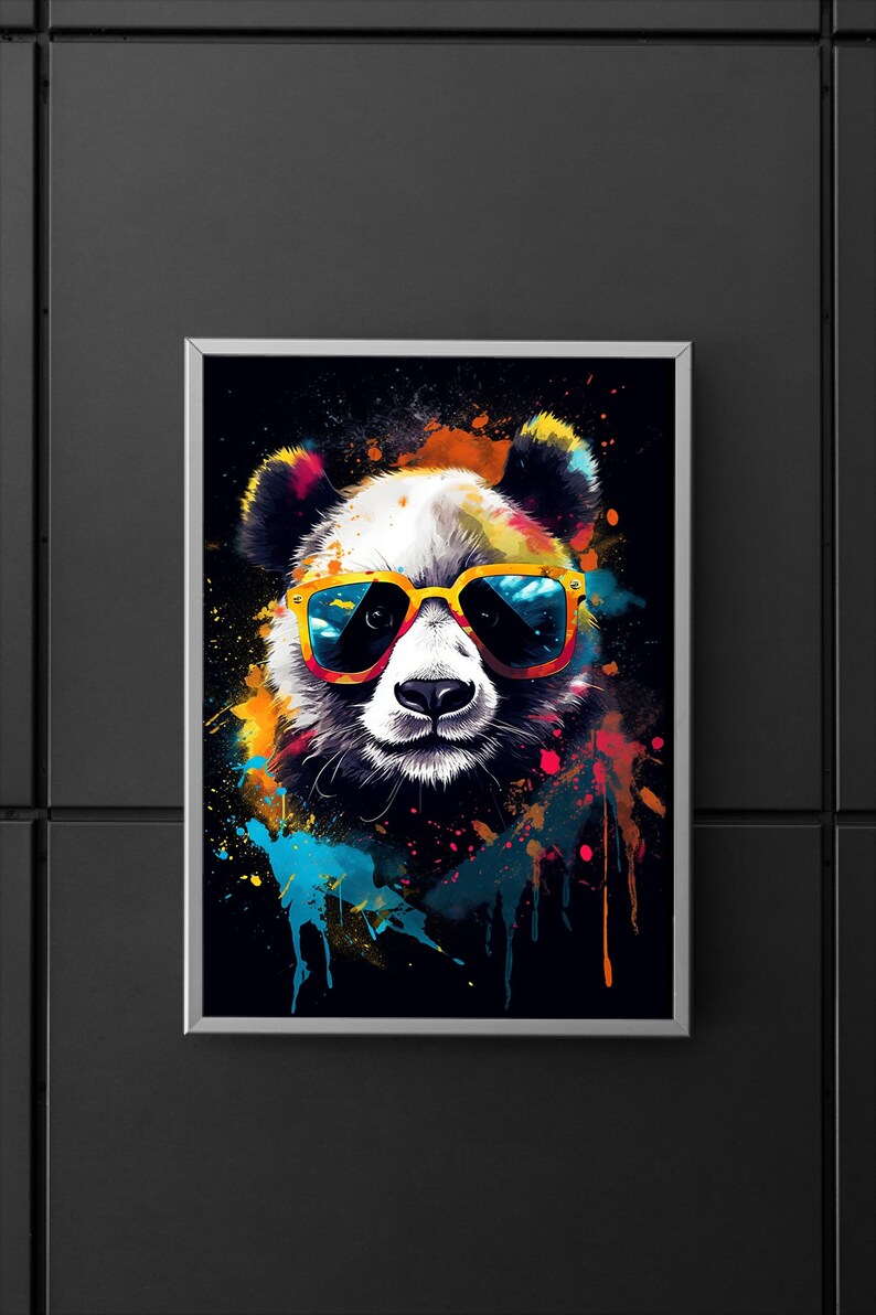 Panda in Sunglasses Portrait. Colorful Panda Print. Cool Looking Panda ...