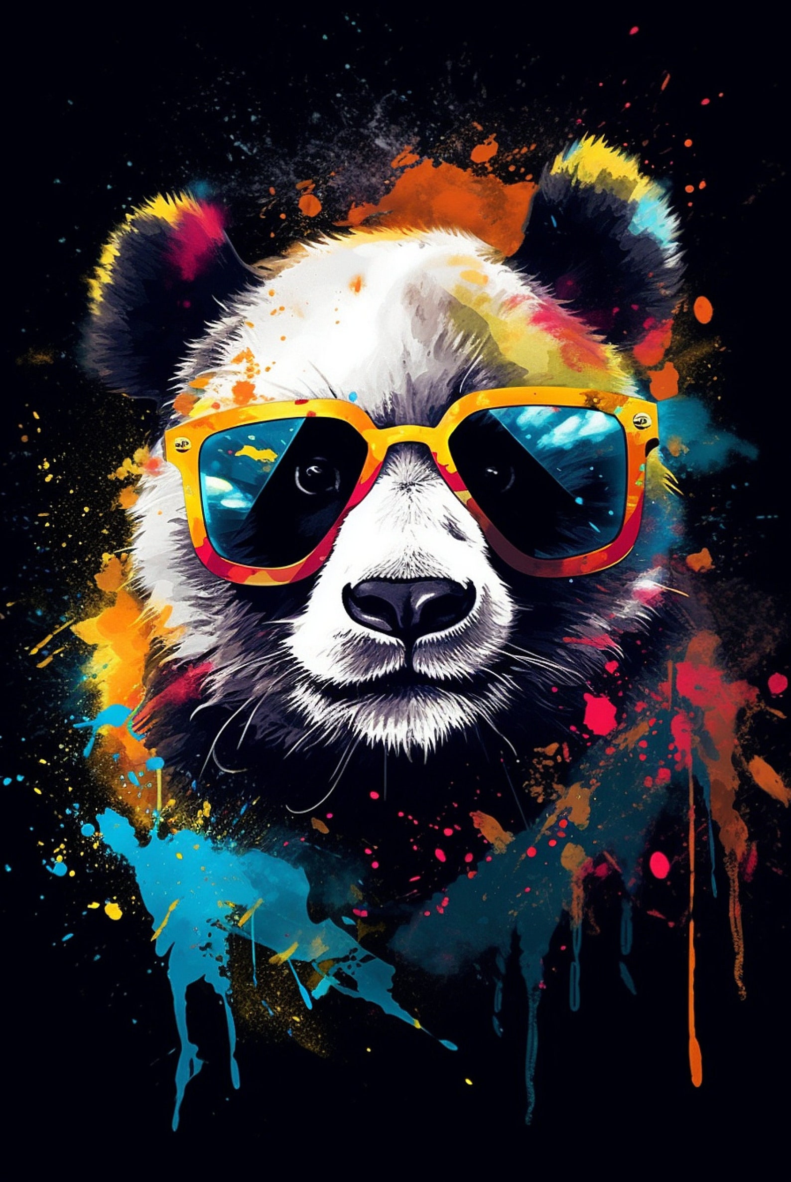 Panda in Sunglasses Portrait. Colorful Panda Print. Cool Looking Panda ...