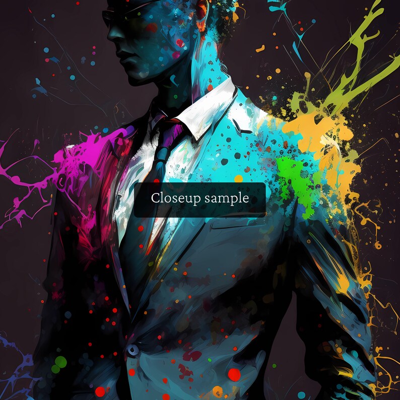 Guy in Suit Colorful Modern Art Portrait. Abstract Art. Instant ...