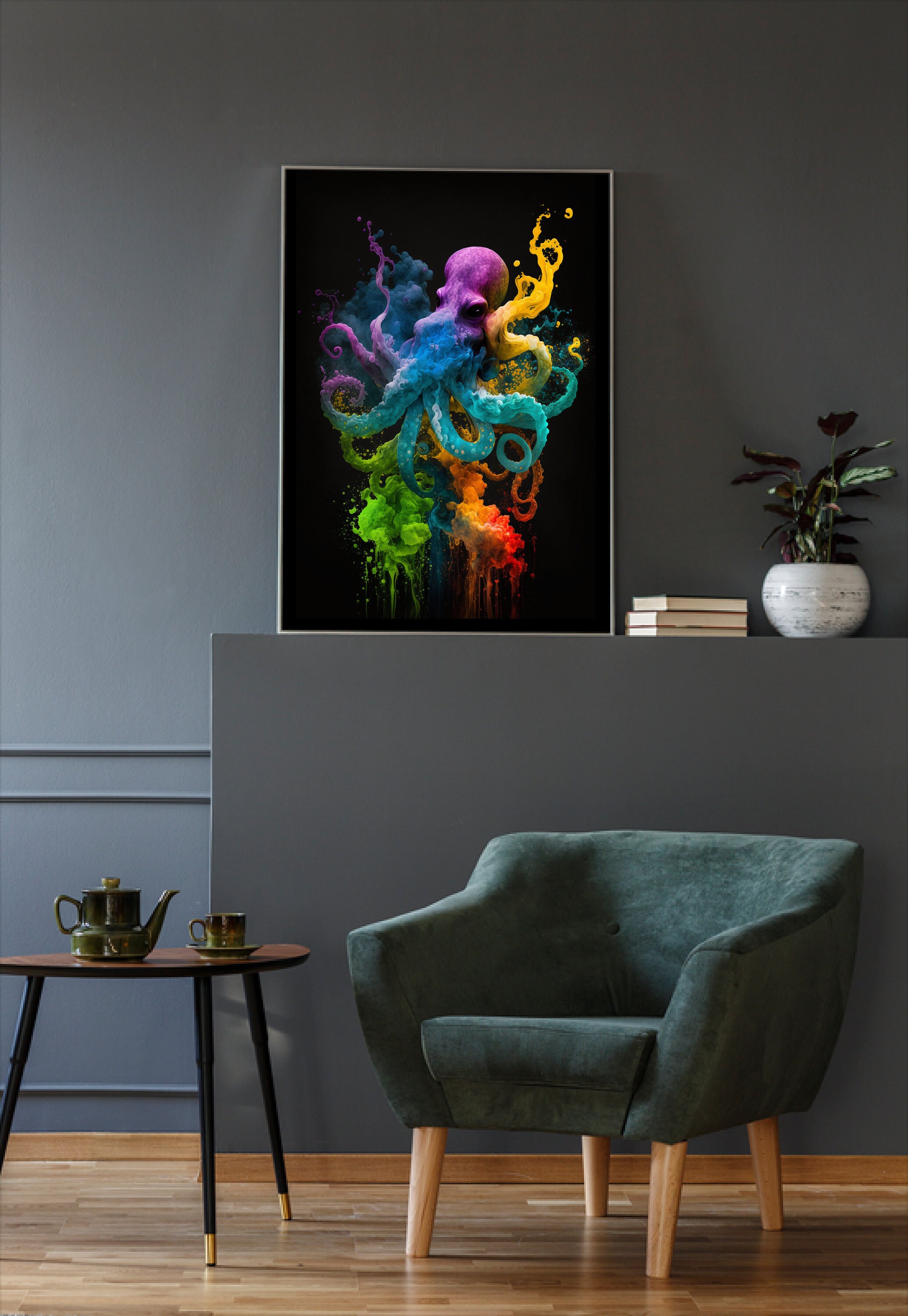 Colorful Octopus Portrait Poster. Sea Life Art. Modern Art Octopus ...