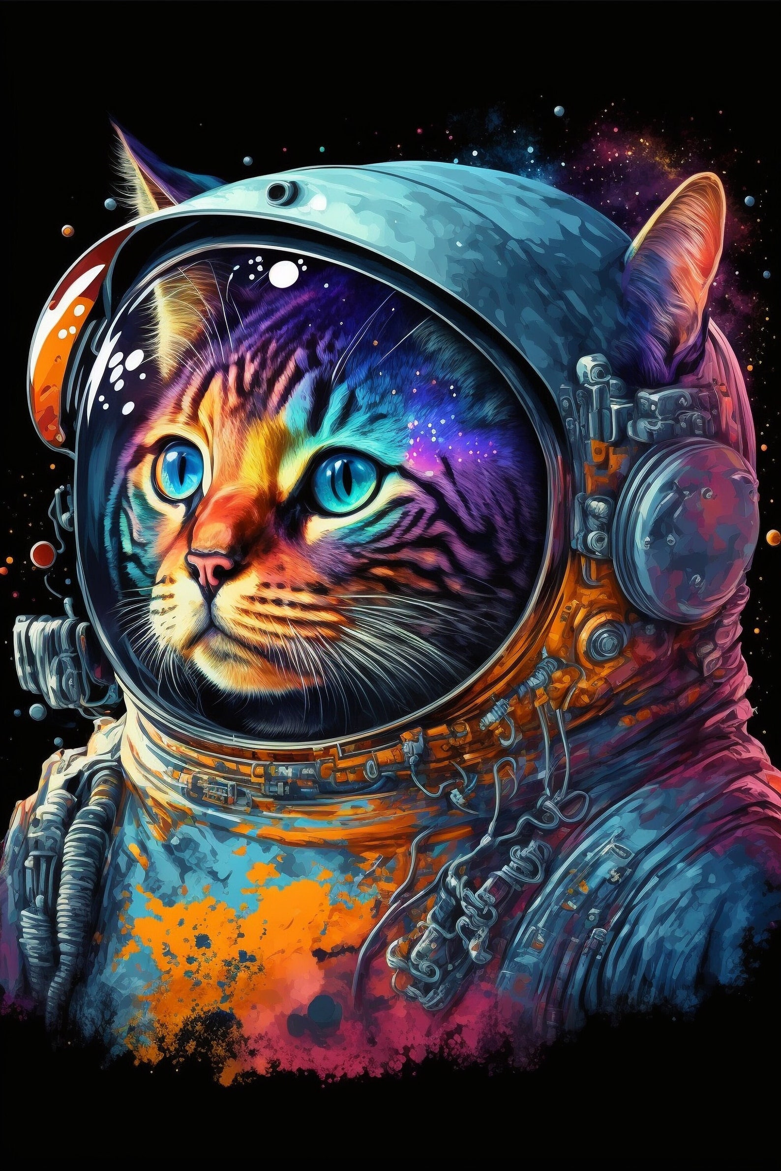 Cosmic Cat Astronaut Portrait. Cat in Outer Space. Kitten in Space Suit ...