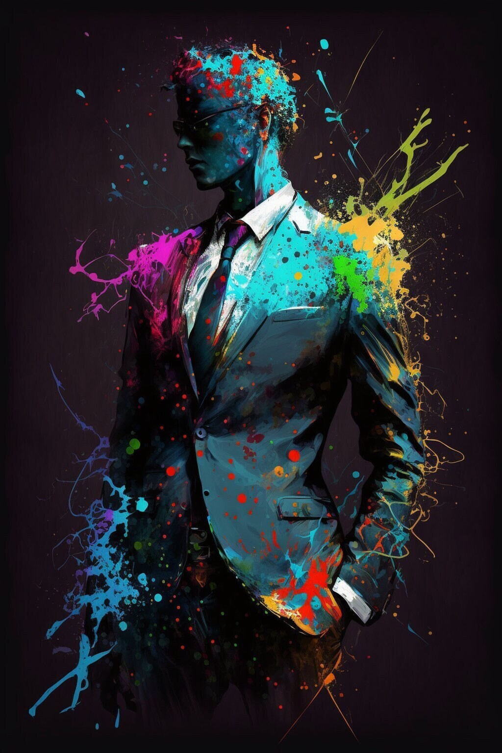 Guy in Suit Colorful Modern Art Portrait. Abstract Art. Instant ...