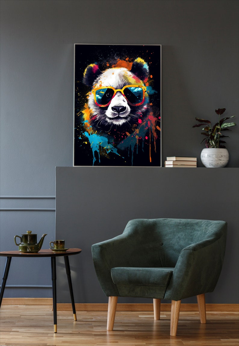 Cool Panda With Sunglasses Art Print | Colorful Panda Portrait (digital ...