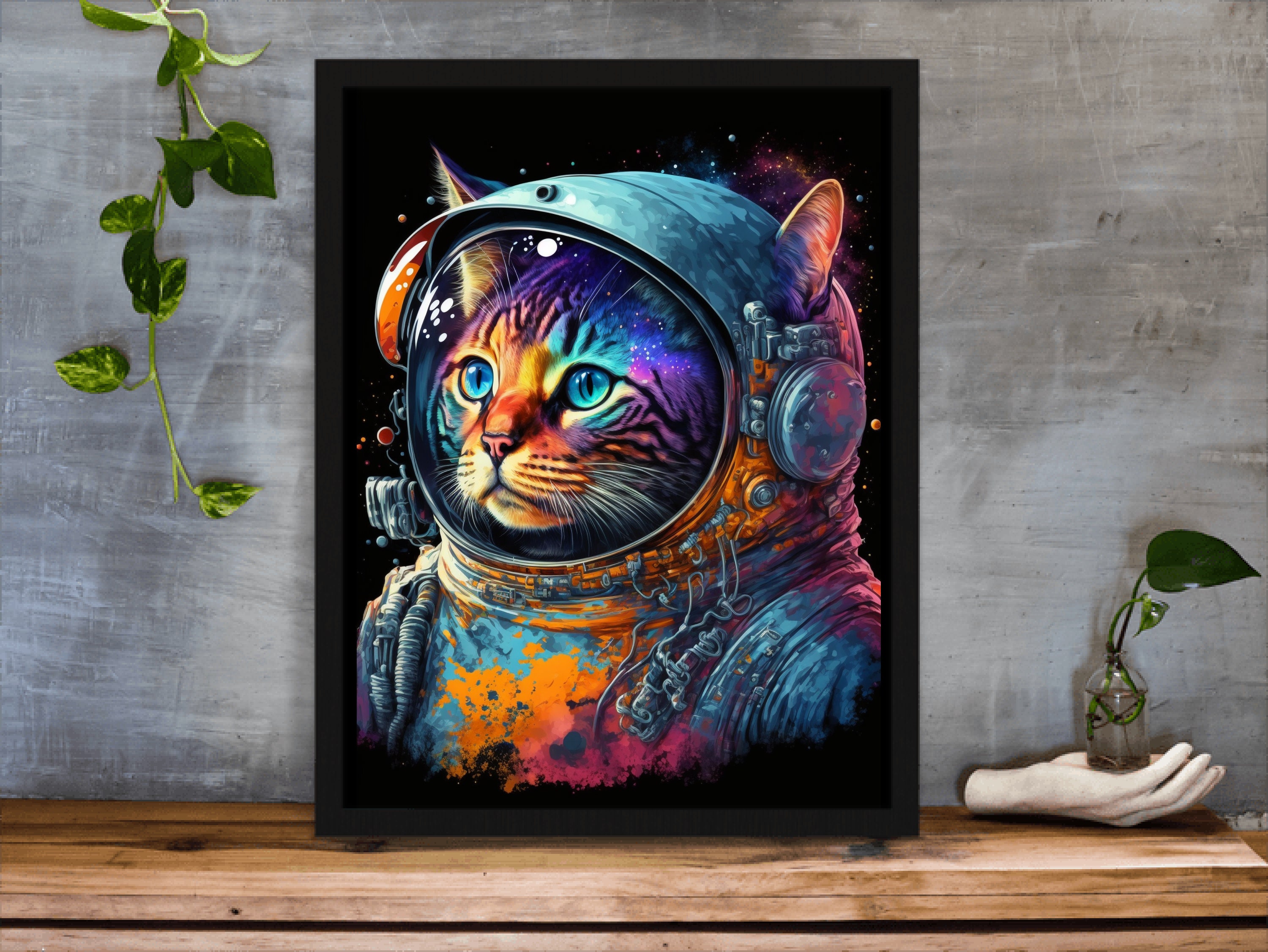 Cosmic Cat Astronaut Portrait. Cat in Outer Space. Kitten in Space Suit ...