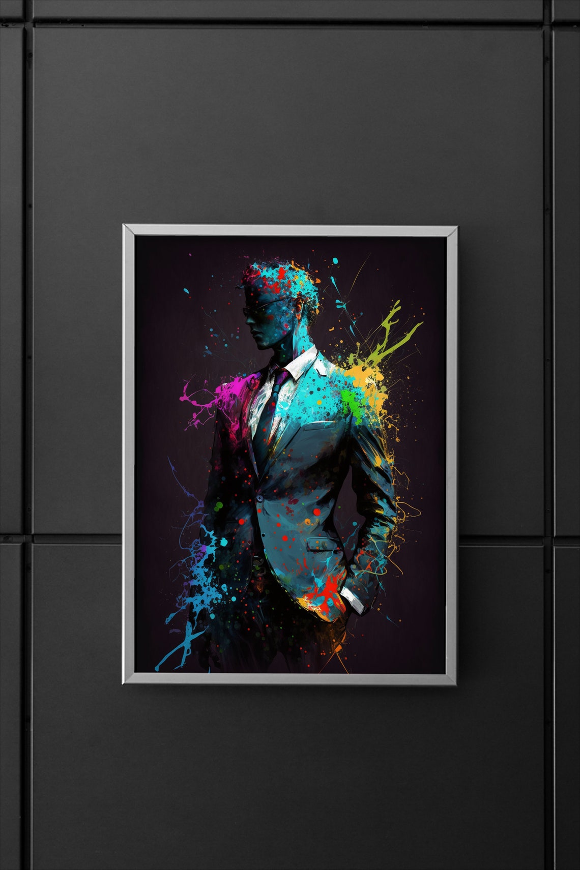 Guy in Suit Colorful Modern Art Portrait. Abstract Art. Instant ...