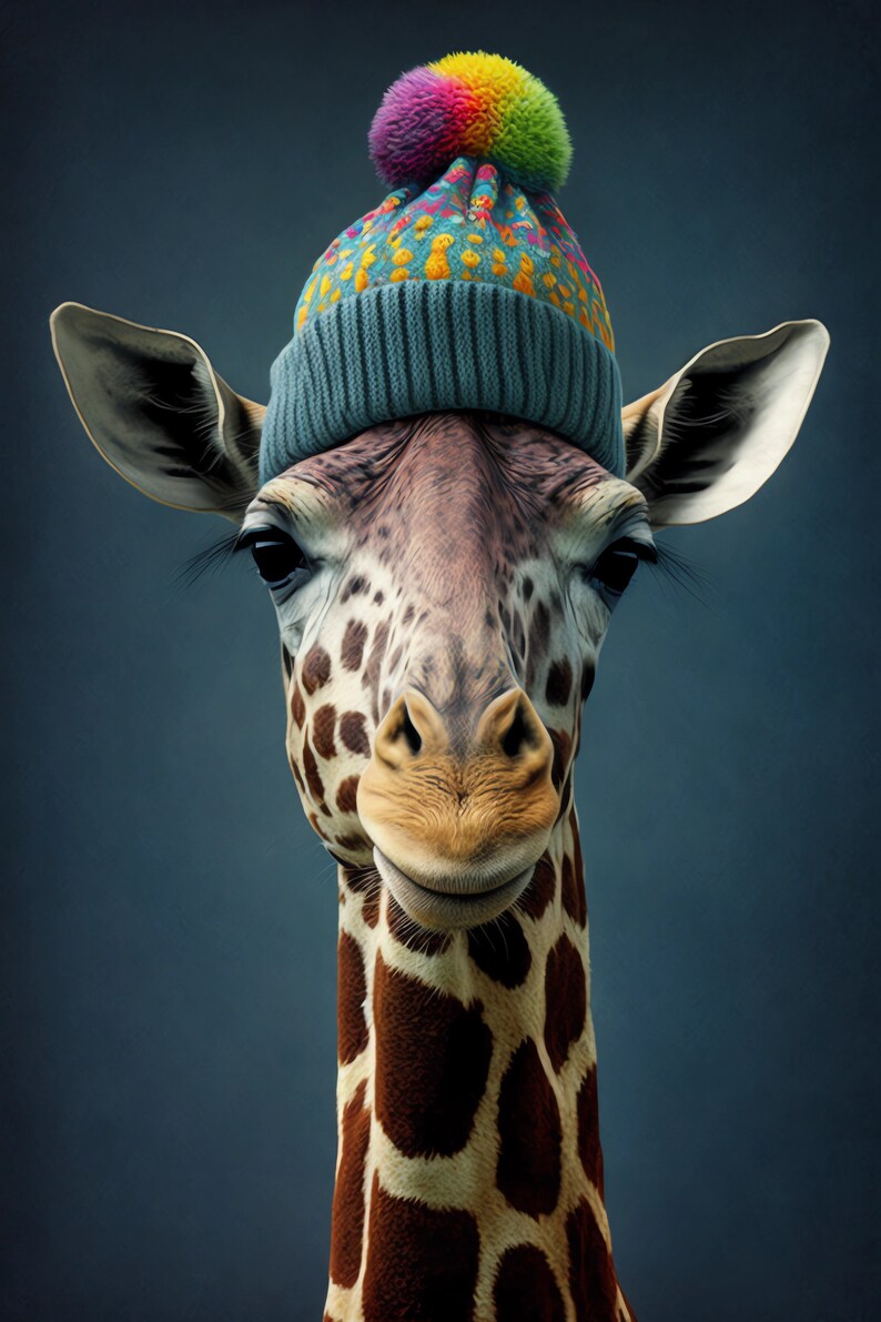 4 Giraffe Portraits! Giraffe in Hat. Giraffe in Scarf. Goraffe in ...