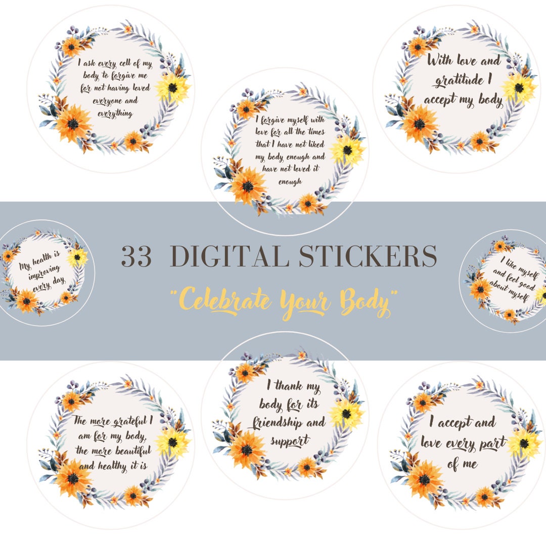 33 Positive Body Affirmations,self-love Printable Stickers,digital ...