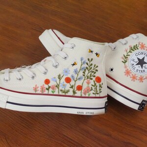 Custom Converse Chuck Taylor Embroidered Garden Flower/ Embroidered ...