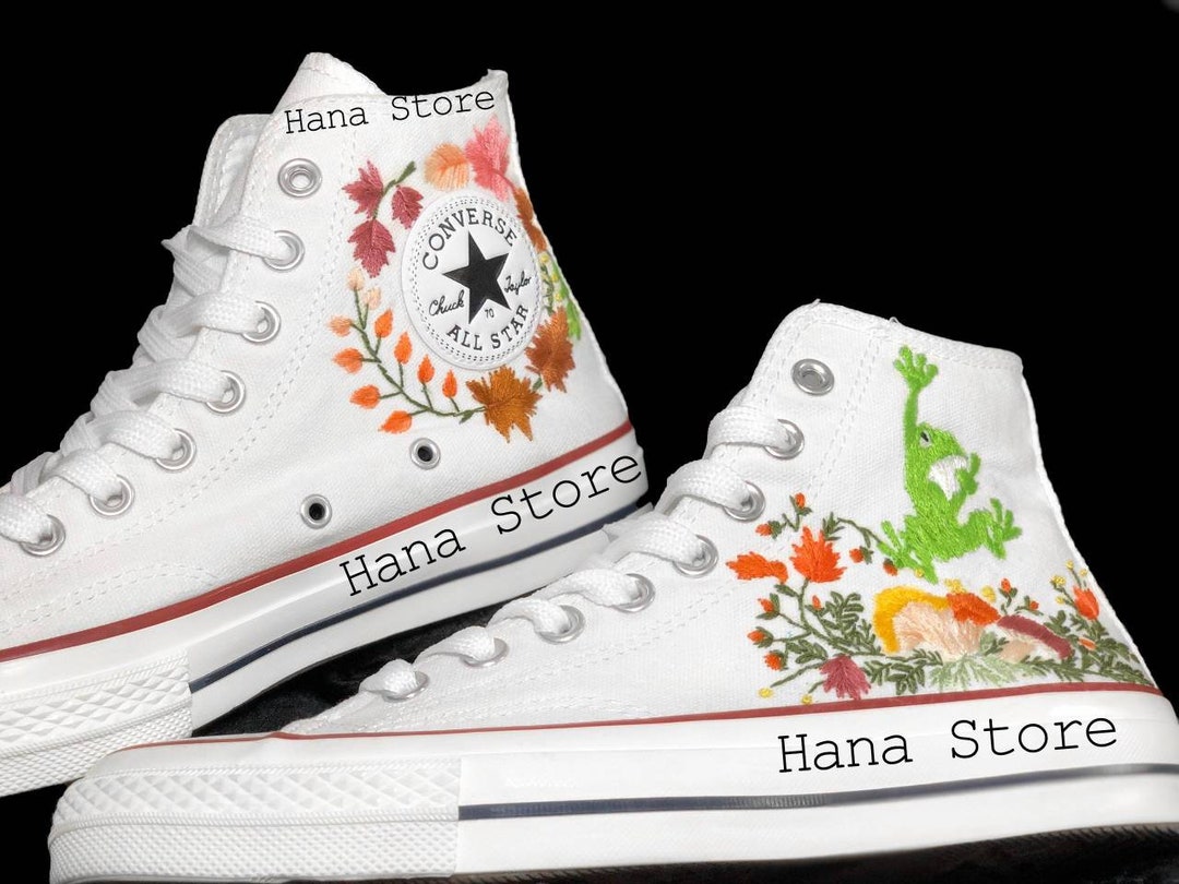 Embroidered Converse Custom Frog and Mushroom/ Converse High Tops ...