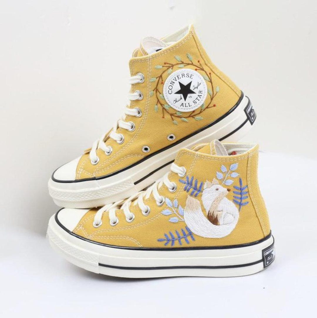 Embroidered Fox Converse High Tops: Custom Birthday Gift Shoes - Etsy