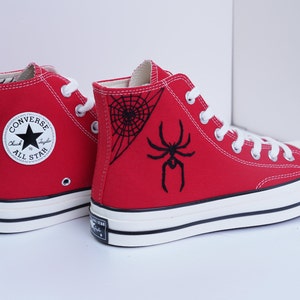 Custom Embroidered Converse/spiderweb Embroidered Shoes/converse High ...