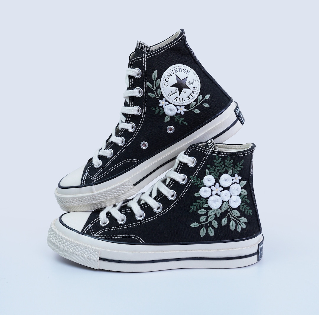 Custom Embroidered Converse Chuck Taylor: Floral Bridal Shoes - Etsy