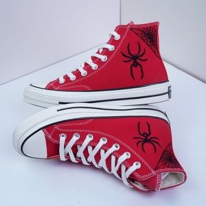 Custom Embroidered Converse/spiderweb Embroidered Shoes/converse High ...