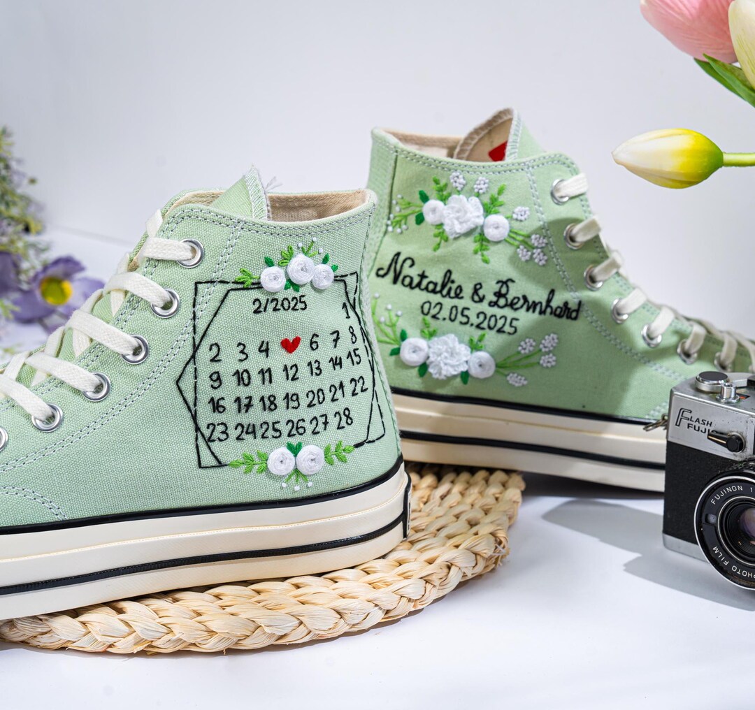 Embroidered Wedding Converse: Personalized Bridal Shoes With Names ...