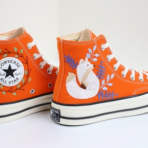 Embroidered Sneakers Custom Fox, Converse Orange Chuck Taylor 1970s ...