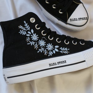 Nick & Charlie Leaves Embroidery Classic High Top Converse, Chuck ...