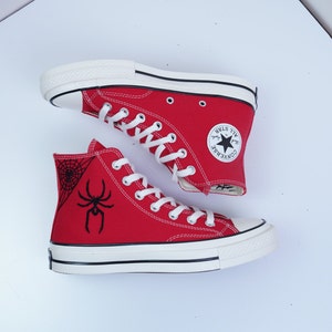 Custom Embroidered Converse/spiderweb Embroidered Shoes/converse High ...