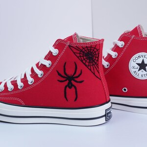 Custom Embroidered Converse/spiderweb Embroidered Shoes/converse High ...