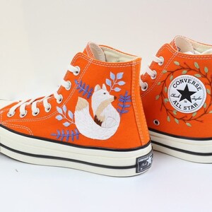 Embroidered Sneakers Custom Fox, Converse Orange Chuck Taylor 1970s ...