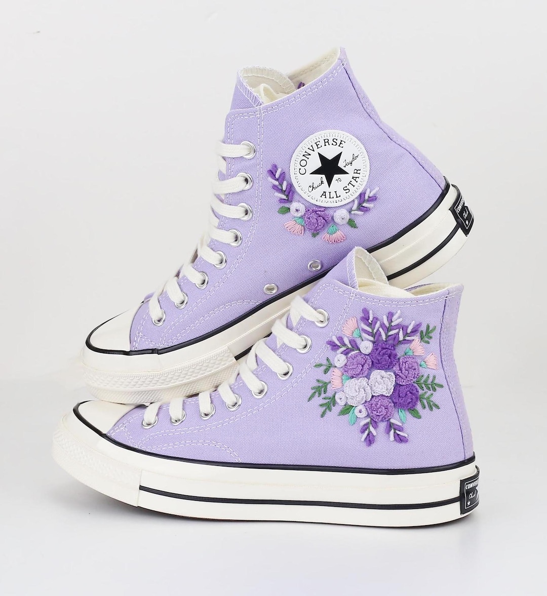 Wedding Purple Converse Shoes Embroidered Wedding Bouquet, Wedding ...