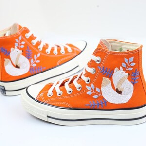 Embroidered Sneakers Custom Fox, Converse Orange Chuck Taylor 1970s ...