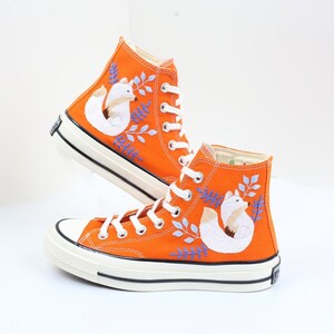Embroidered Sneakers Custom Fox, Converse Orange Chuck Taylor 1970s ...