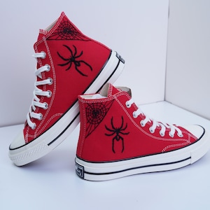 Custom Embroidered Converse/spiderweb Embroidered Shoes/converse High ...