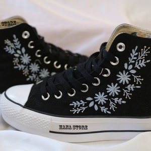 Nick & Charlie Leaves Embroidery Classic High Top Converse, Chuck ...